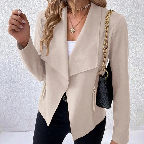 Harmony In Nature | Jackets & Coats | Cascade Chic Collared Jacket Sand ...